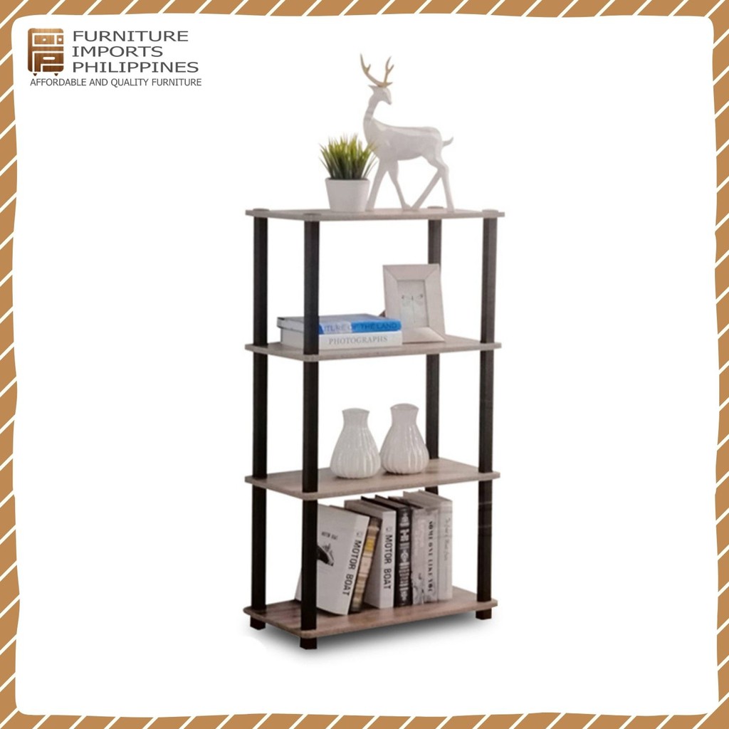 4 Layer Multipurpose Open Display Rack Shelf Storage with Blackpole ...