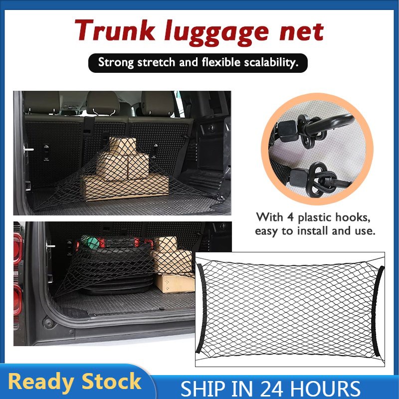 Car Trunk Net Cargo Nylon Mesh Belt Hook Universal Motors Trunk Elastic ...