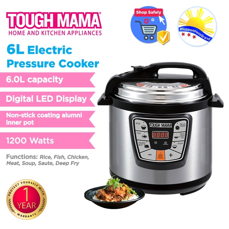 Tough Mama NTM-EPC7 Electric Pressure Cooker 6L Multicooker Digital ...