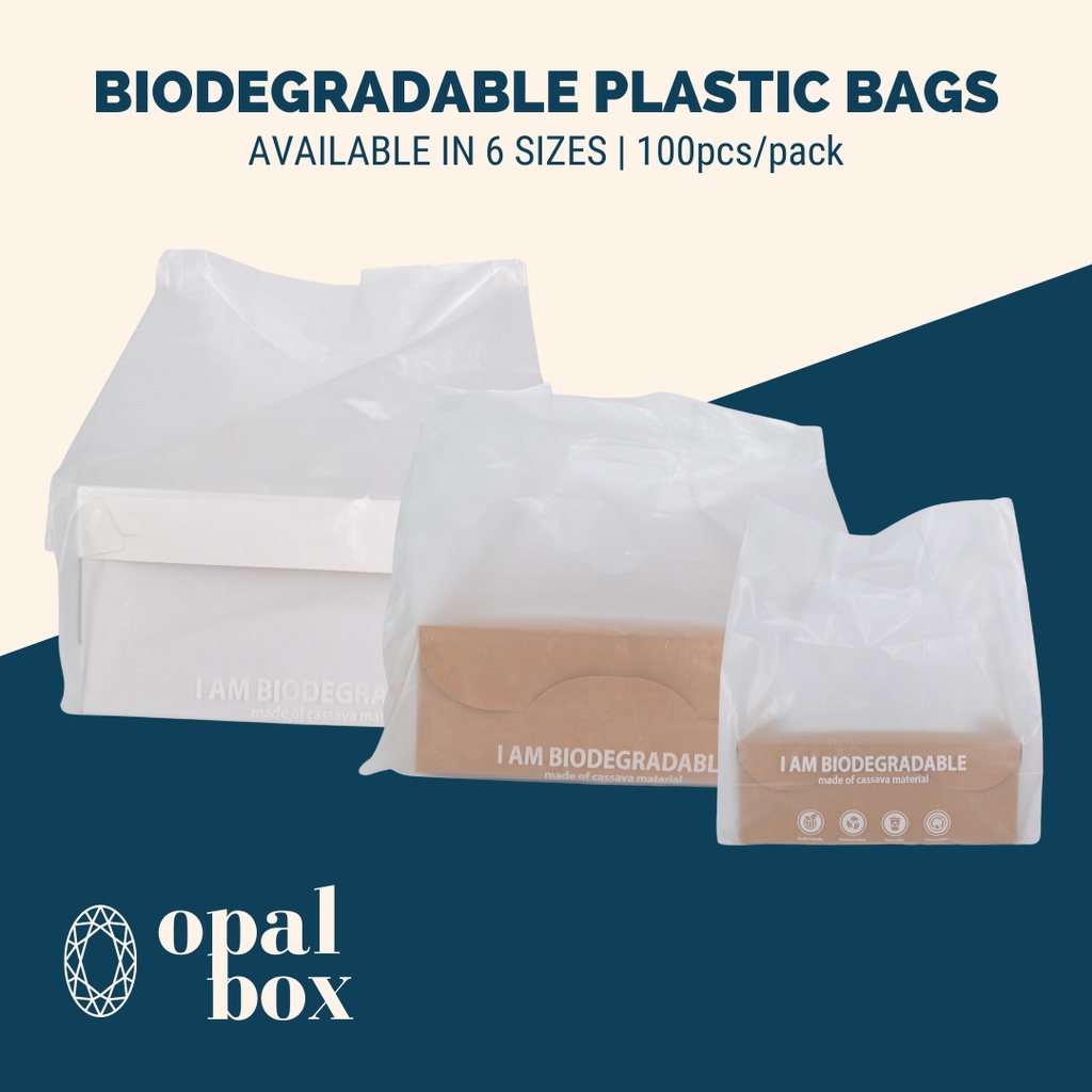 Opal Box | 100pcs Cassava Plastic Bags Biodegradable Bag for Cakes and ...
