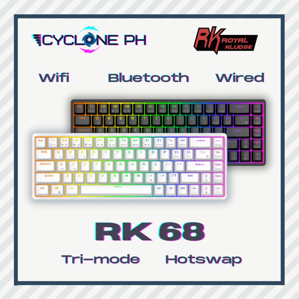 [Cyclone PH] Royal Kludge RK68 RKG68 RGB 65% RGB Mechanical Gaming Keyboard | Bluetooth/2.4GHz ...