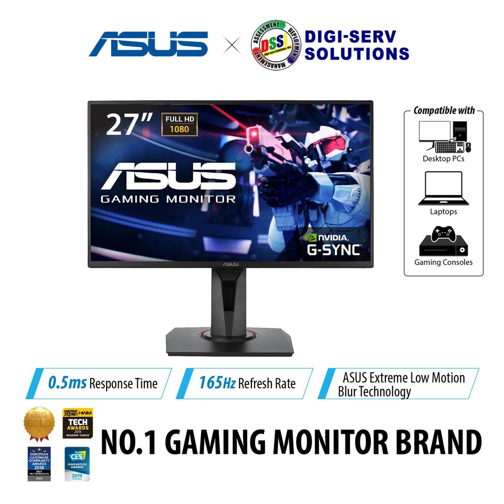 ASUS VG278QR 27" Gaming Monitor, Full HD, 0.5ms, 165Hz, G-SYNC Compatible, Adaptive Sync ...
