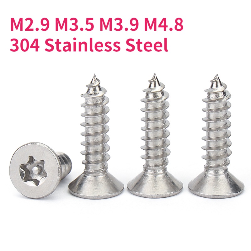 M2.9 M3.5 M3.9 M4.8 304 Stainless Steel Flat Countersunk Head Torx With Pin Security Self ...