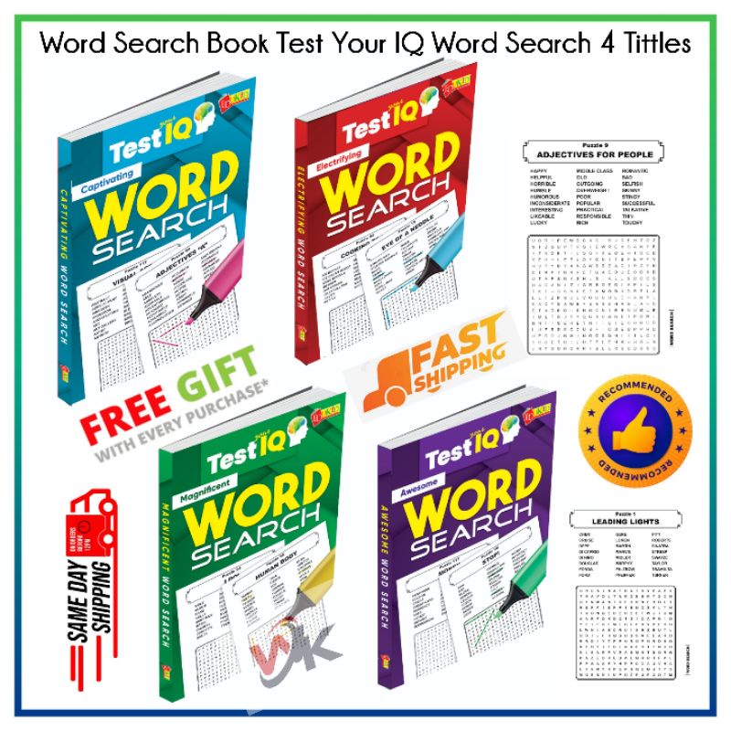 Word Search Book Test Your IQ Word Search Crossword Puzzle Word Game ...