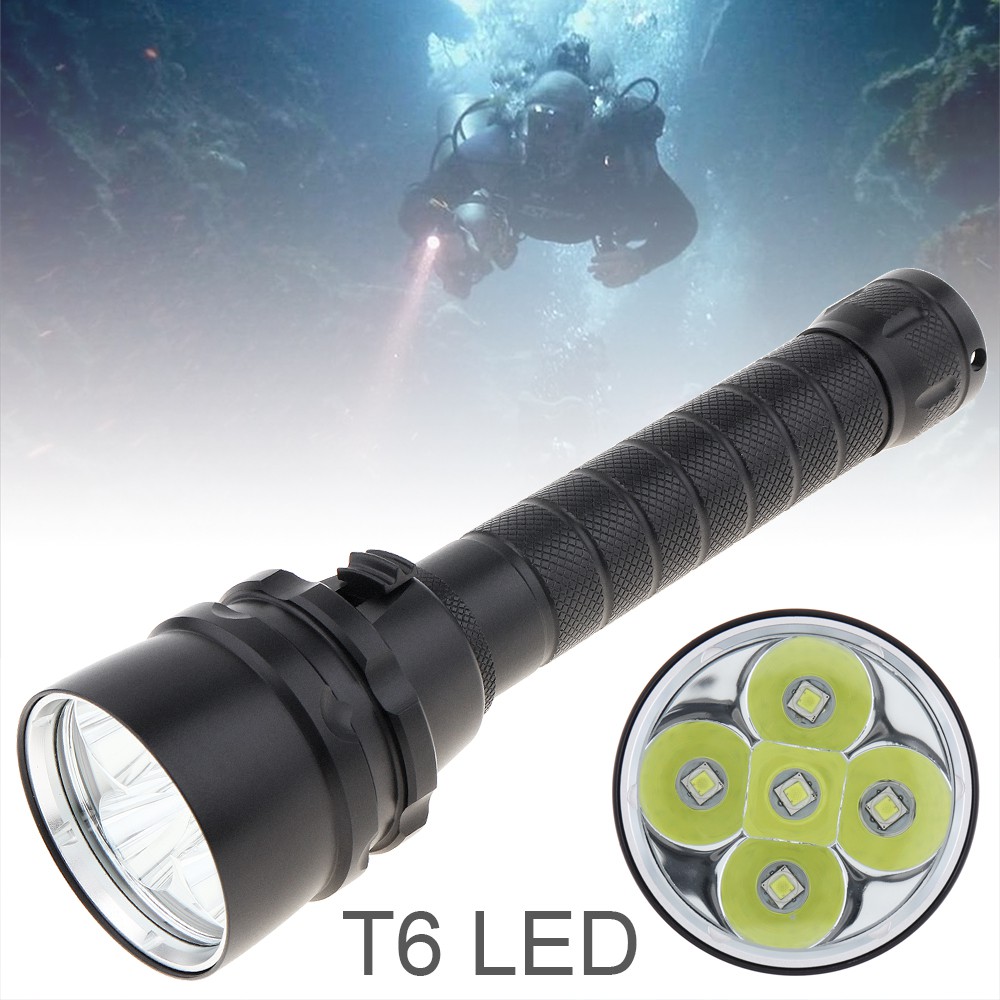 10000 Lumens Professional Scuba Diving Flashlight 5 XM-T6 LED Dive ...
