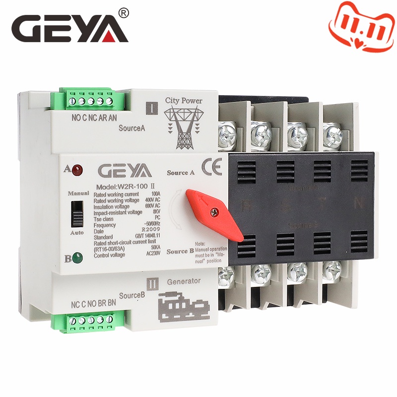 GEYA W2R Mini ATS 4P Automatic Transfer Switch Controller Electrical ...
