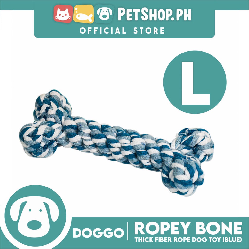 Doggo Ropey Bone Blue Color (Large) Thick Fiber Braided Bone Dog Toy ...