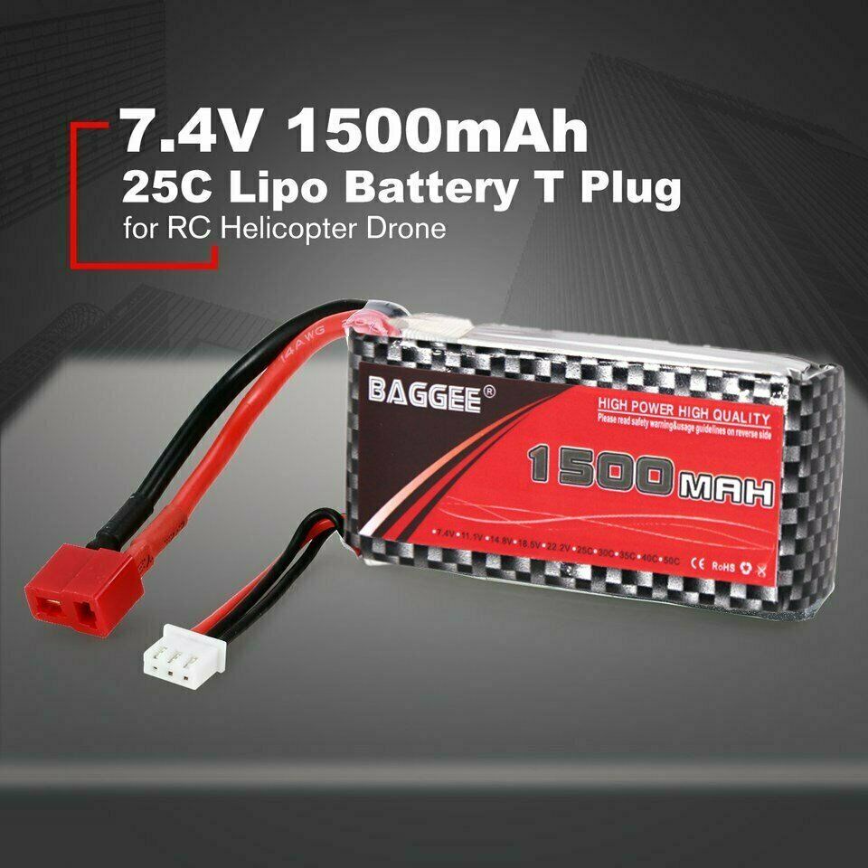 7.4V 1500mAh 25C 2S 1P Lipo Battery T Plug for RC Helicopter Drone NEW | Shopee Philippines