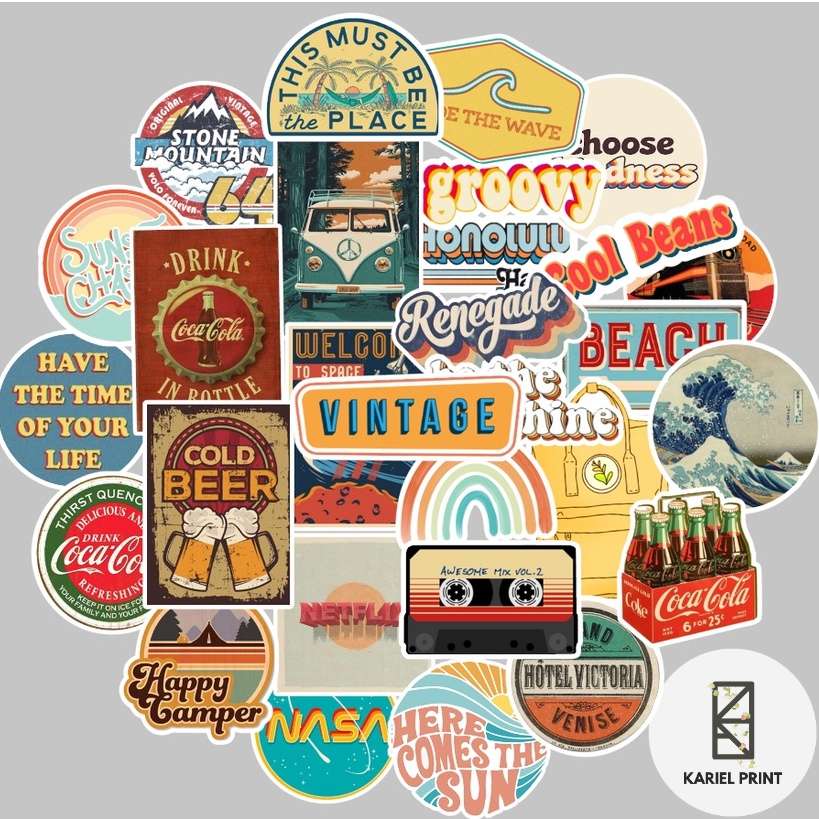 Vintage Retro 28pcs Laminated Sticker | Shopee Philippines