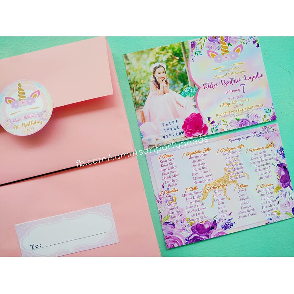 Unicorn Invitation for Christening and Birthdays - 3R size | Shopee ...