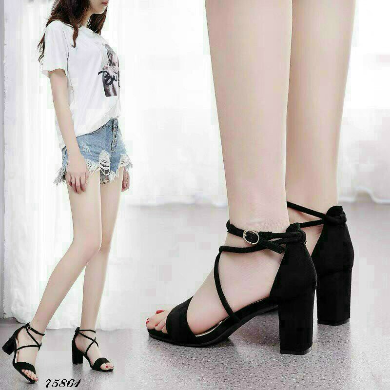 7cm Square Heel Cross sandal | Shopee Philippines