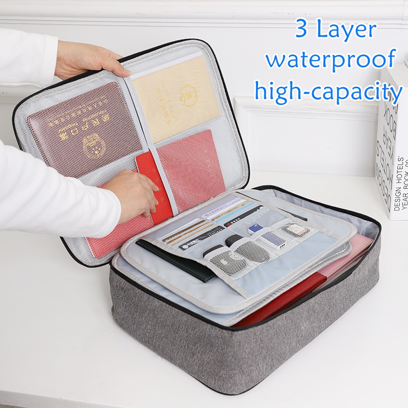 Large Capacity storage bag for files 3 Layer with Lock Waterproof for ...