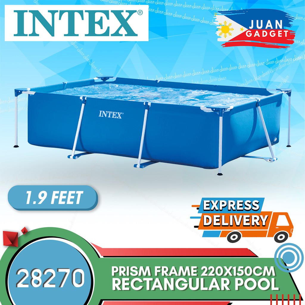 Intex 28270 Prism Frame 220X150cm Rectangular Above Ground Outdoor Pool ...