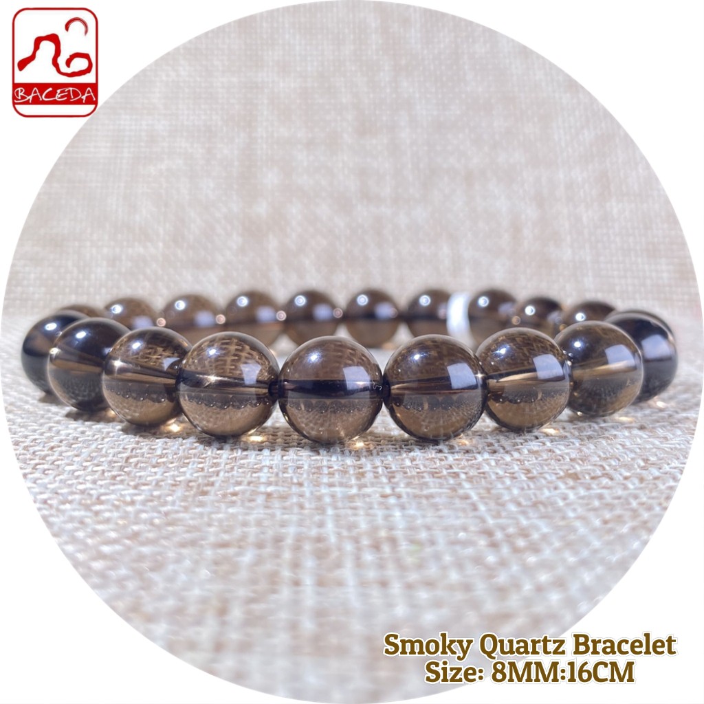 Baceda Natural Crystal Smoky Quartz Bracelet Help to clear the aura of ...