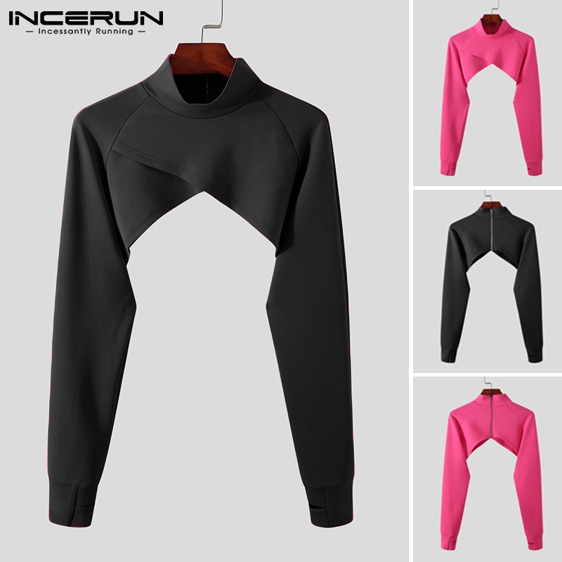 MR Men Sexy Backless Zipper Bright Color Long Sleeve Slim Fit Punk Crop ...