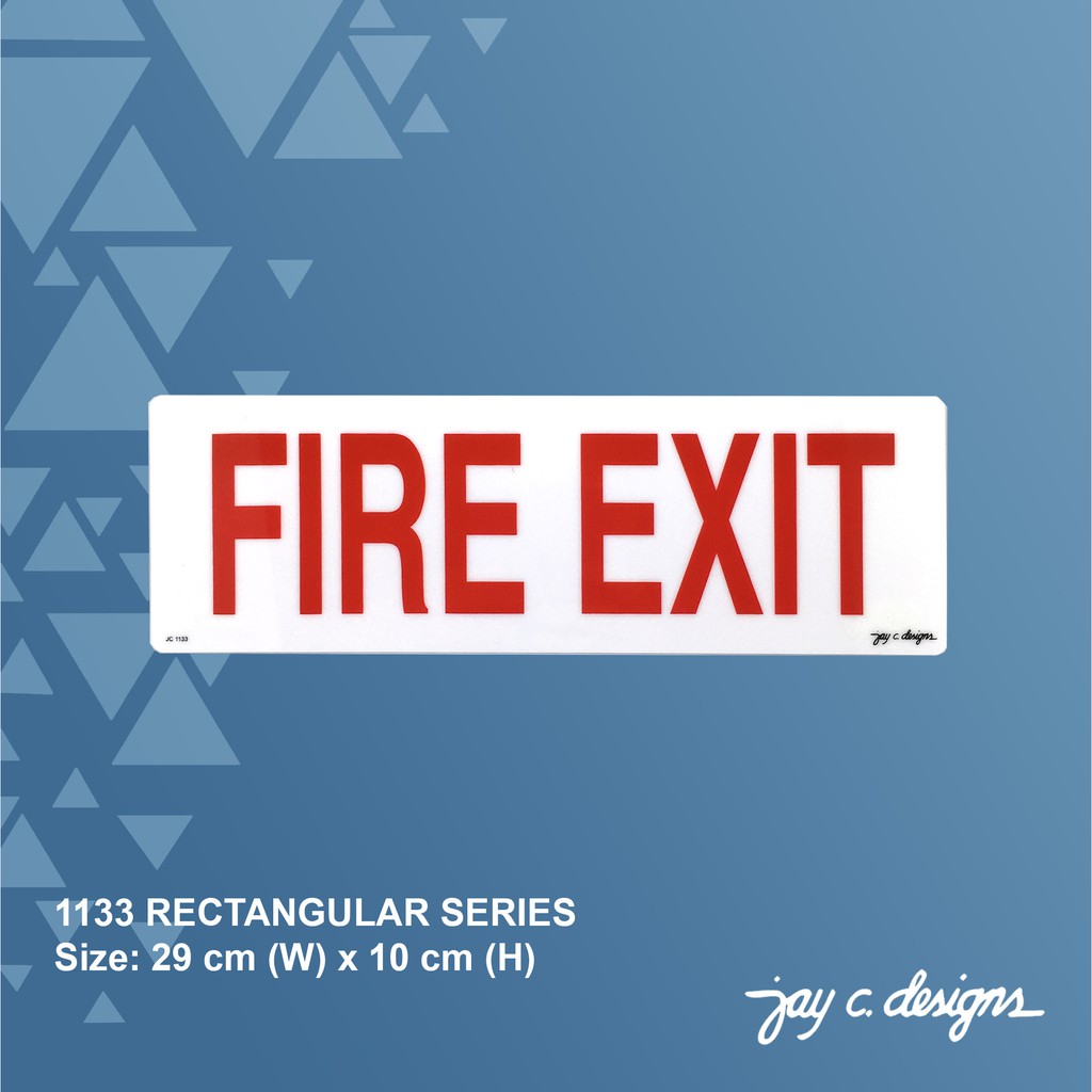 Jay C. Designs Acrylic Sign Fire Exit Signage 1133 | Shopee Philippines