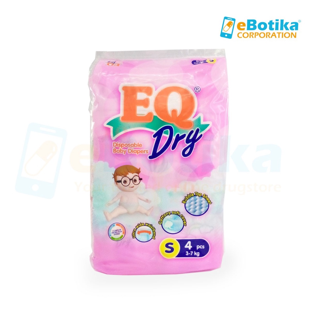 EQ Dry Mini Pack Small 4'sTape Baby Diapers (2-PACKS) | Shopee Philippines