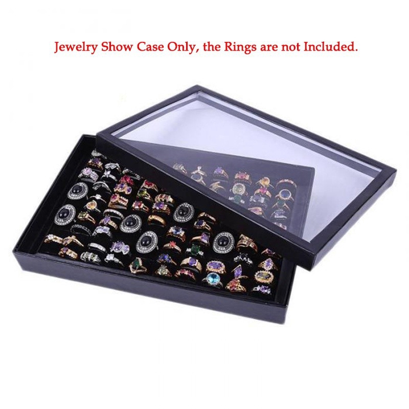 100Slot Ring Display Case Organizer Jewelry Storage Box Tray Holder ...