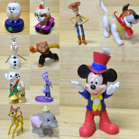 DISNEY Mini Toy Figures Mickey Olaf Fear Bambi Dumbo Tigress Woody ...