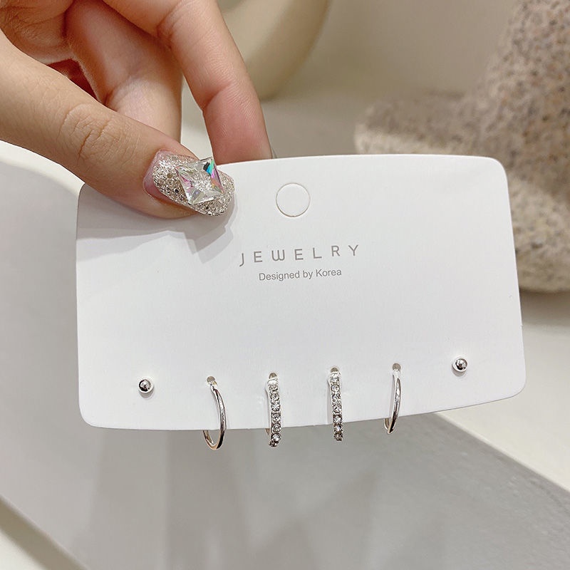 C-shaped Diamond Earrings for Piercing Earrings Set Hypoallergenic Non ...