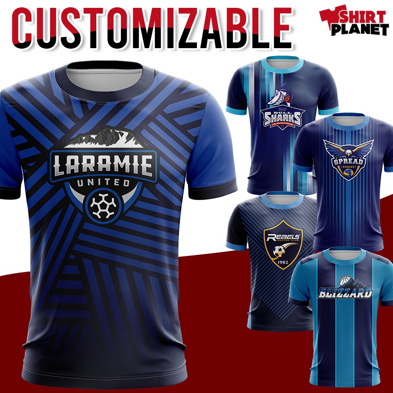 Customized Full Sublimation Blue Color Sports Uniform Shirt Soccer ...