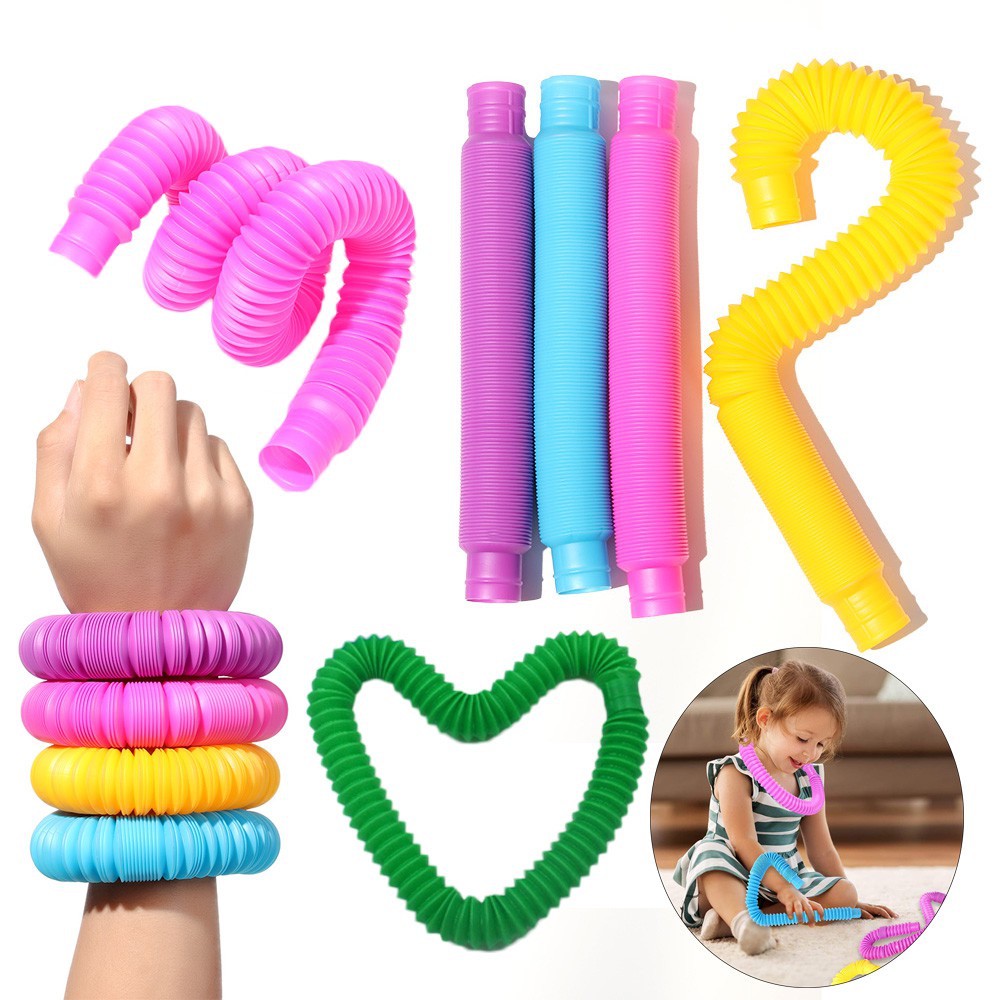 DIY Pop it Tubes Fidget Toys Plastic Corrugated Pipe Colorful ...