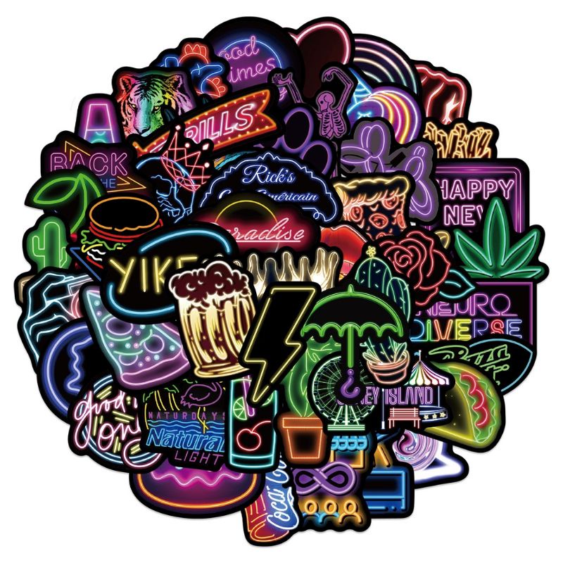 100 pcs neon pop culture urban art sticker labels | Shopee Philippines