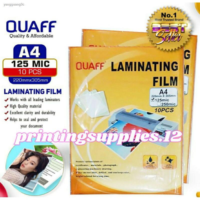 QUAFF LAMINATING FILM A4 SIZE 125mic 10pcs Shopee Philippines
