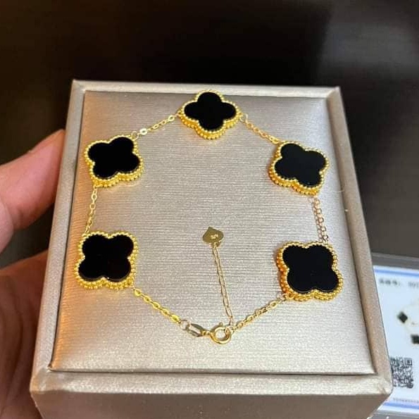 ️COD ️18k Saudi Gold Pawnable/Nasasanla VCA Bracelet 15mm Clover Design ...