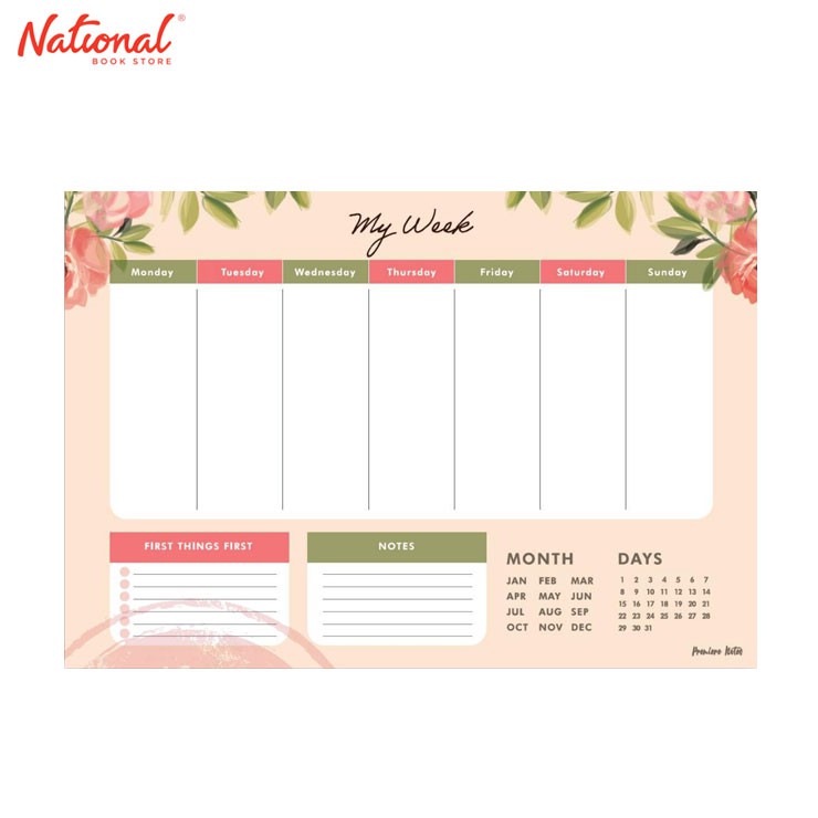 Premiere Weekly Planner Pad Undated Floral National Book Store | Shopee ...