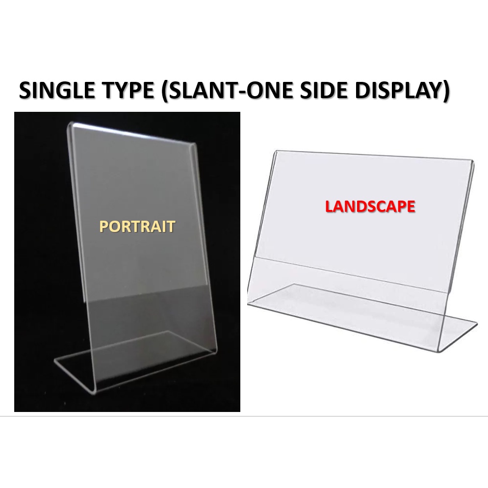 Clear Acrylic Stand LONG SINGLE SLANT TYPE [8.5inx13in] SIGN PHOTO ...