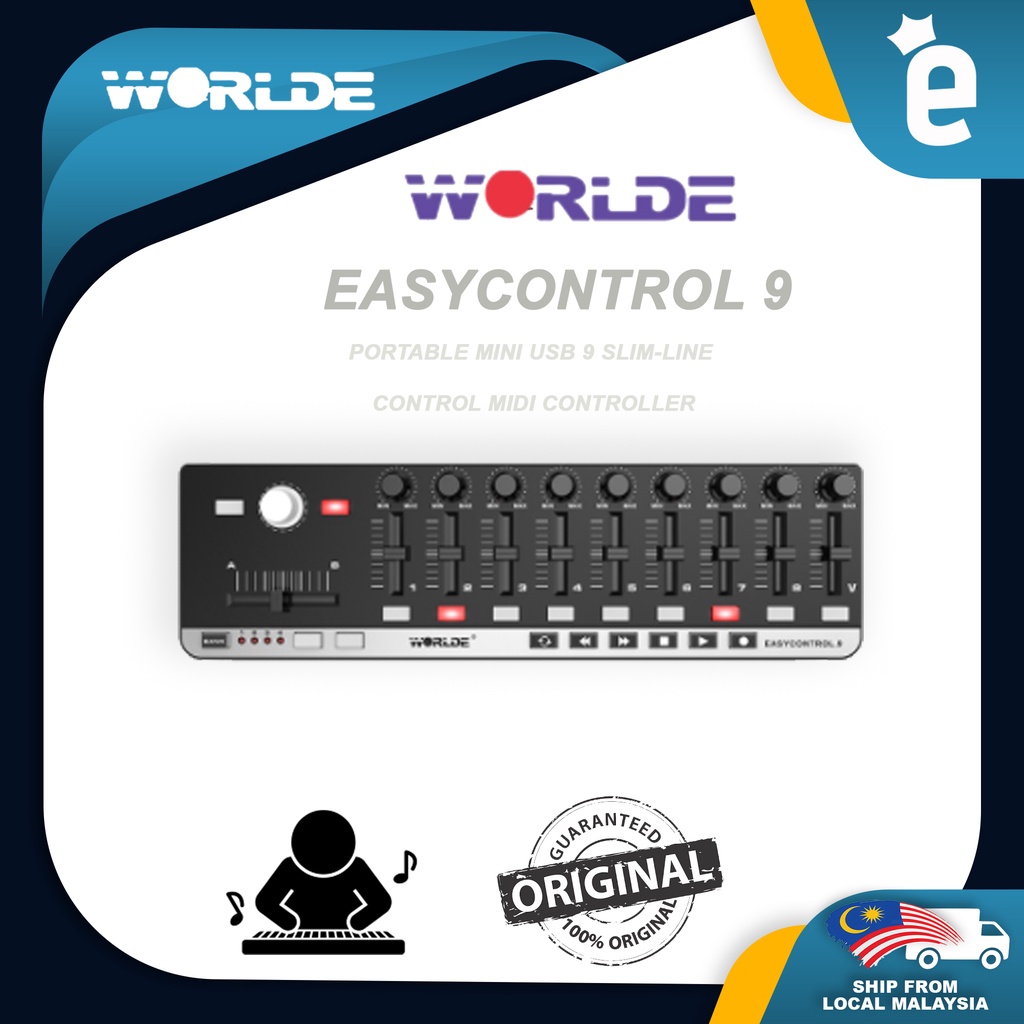 Worlde EasyControl.9 MIDI Controller Portable Mini USB 9 Slim-Line Control MIDI Keyboard ...
