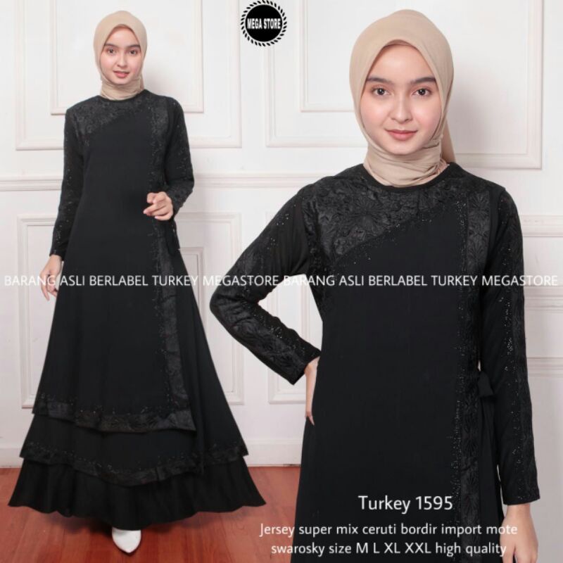 HITAM The Latest Turkey Abaya Turkei Abaya Embroidery Dress Muslimah ...