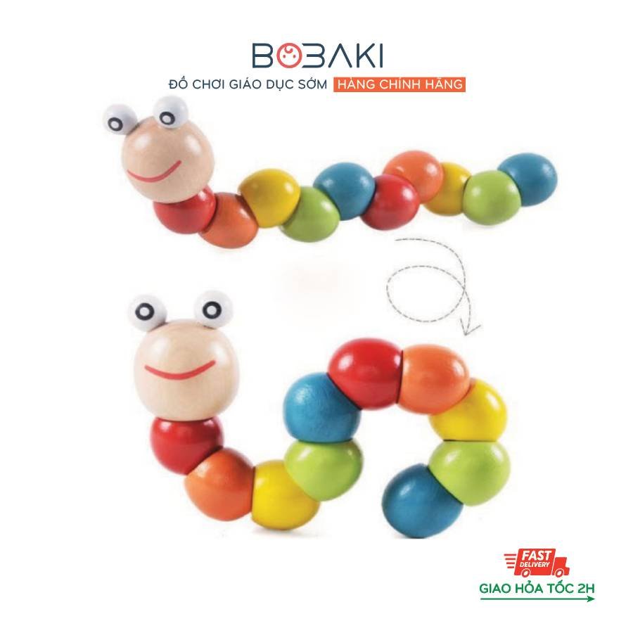 Cute colorful wooden worm toy for children brand BOBAKI | Shopee ...