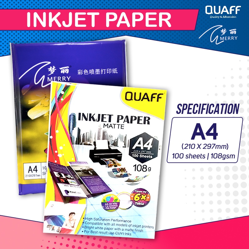 108gsm Inkjet Paper Merry & QUAFF Inkjet Paper for Button Pin & Flyers ...