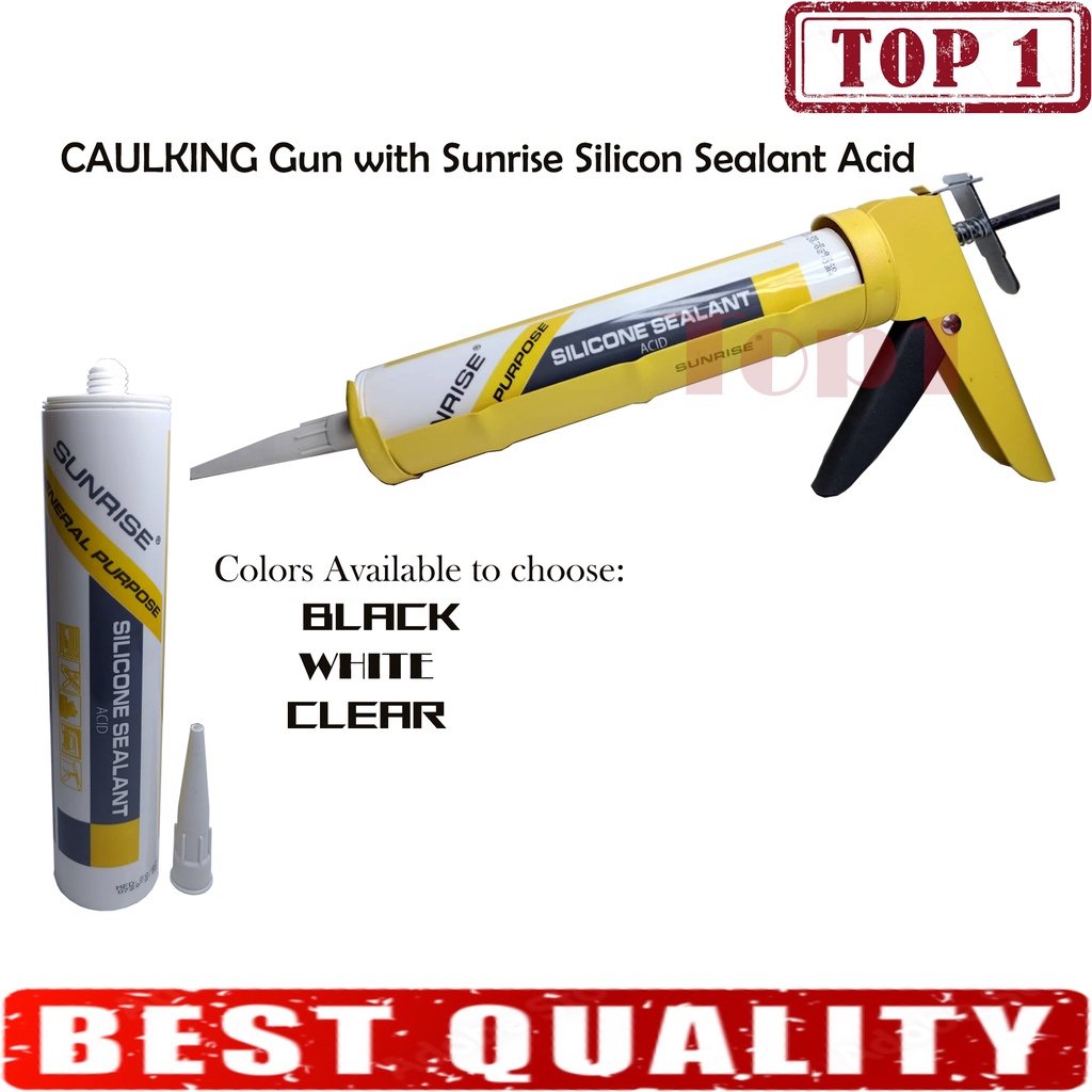 CAULKING GUN Heavy Duty with Sunrise Silicon Sealant Acid {Sold per set ...