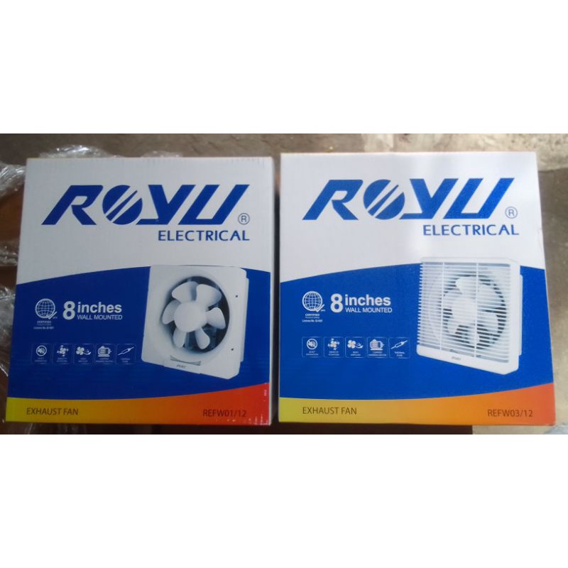 ROYU WALL MOUNTED EXHAUST FAN 12" FRAME 8" BLADE FAN REFW01/12, REFW03 ...