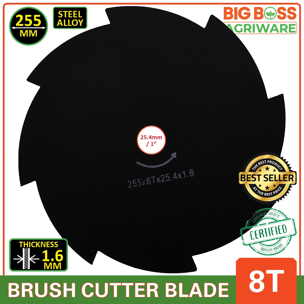 BBA 8 Teeth [8T] Grass Cutter / Brush Cutter Steel Blade for 2-Stroke ...