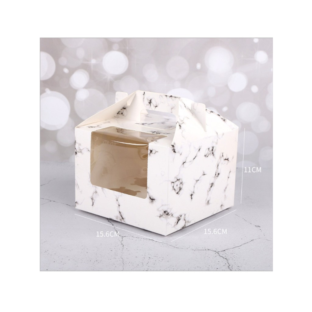 Cup cake pastry packaging box transparent window w/ handle and inner ...