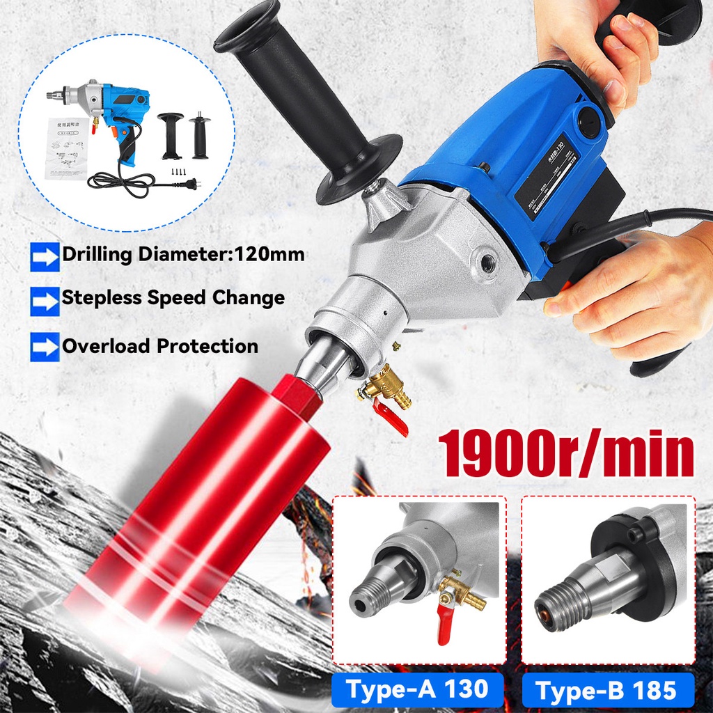 220V 4300W Electric Diamond Core Drill 120mm Dry&Wet Handheld Concrete ...