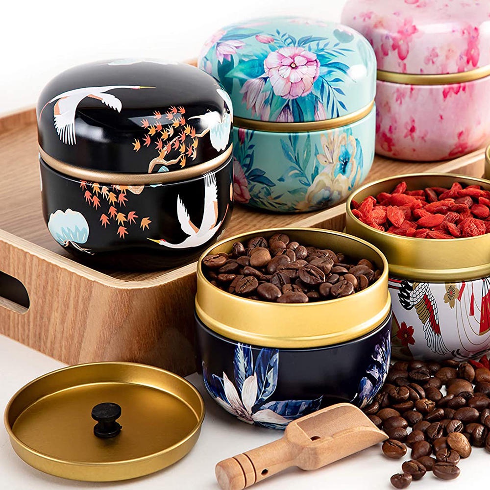 Mini Tea Storage Tin Container Tea Coffee Tins Flowers Pattern Food ...