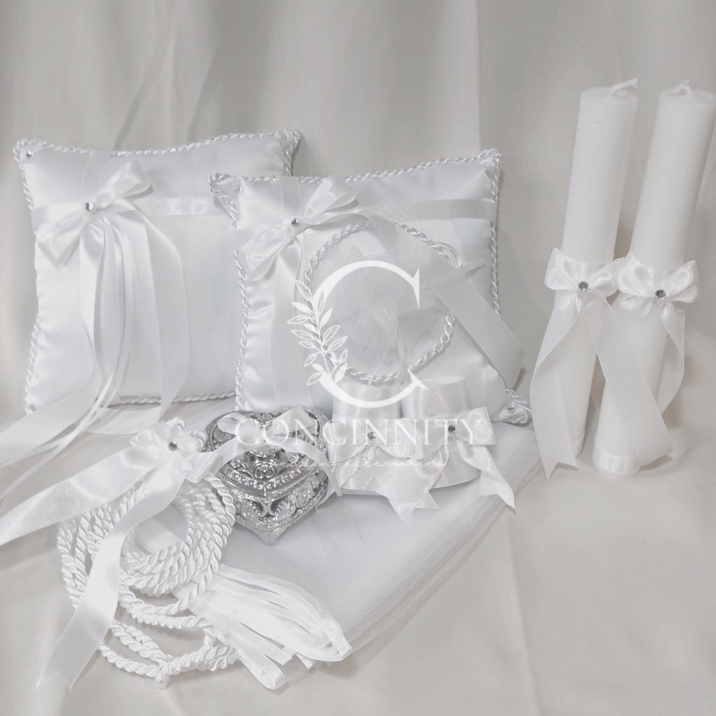 Classic Ribbon Wedding Essentials / Accessories Set (Pillow Aras Rings ...