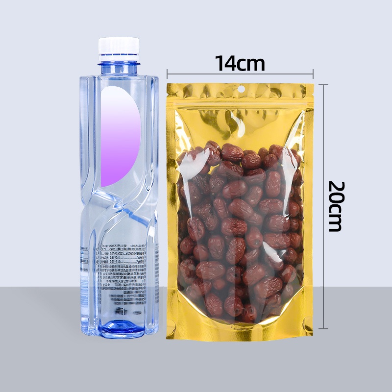 100pcs Half Gold Aluminum Half Clear Stand Up Pouch Packaging Resealable Cookies Coffee ...