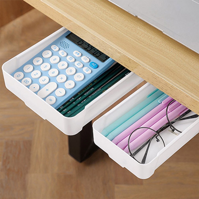 Invisible Drawer Storage Box with Lid Pull Out Under Desk Mini Drawer ...