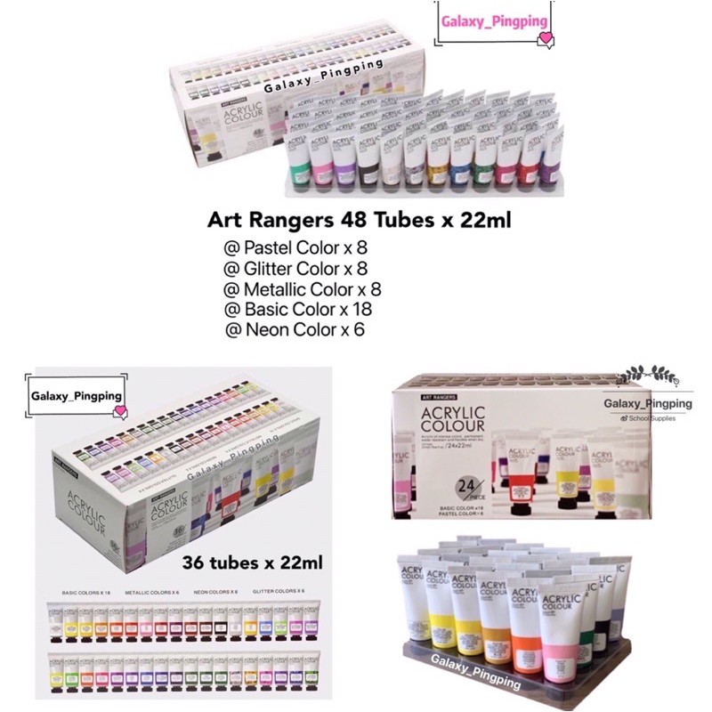 Art Rangers 24/36/48 Tubes Acrylic Paint Set | Shopee Philippines