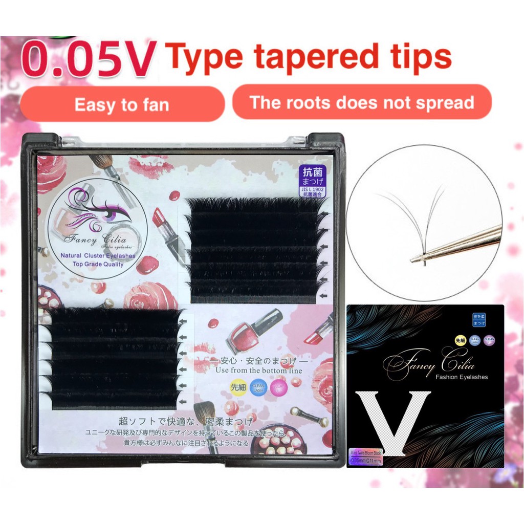 V Type Tapered Eyelash Extension Thickness 0.05mm Easy Fan Auto ...