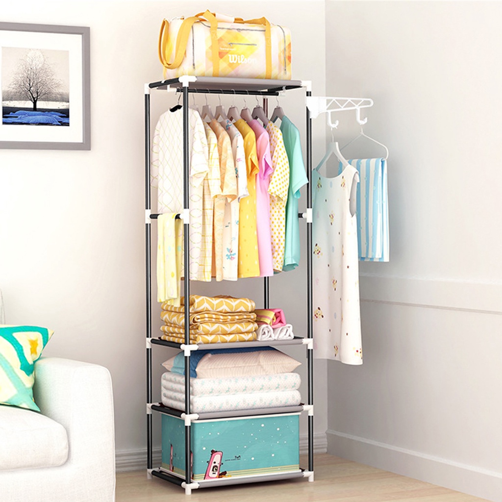 square stand hanger Korean Multipurpose Cloth Organizer Rack Wardrobe ...