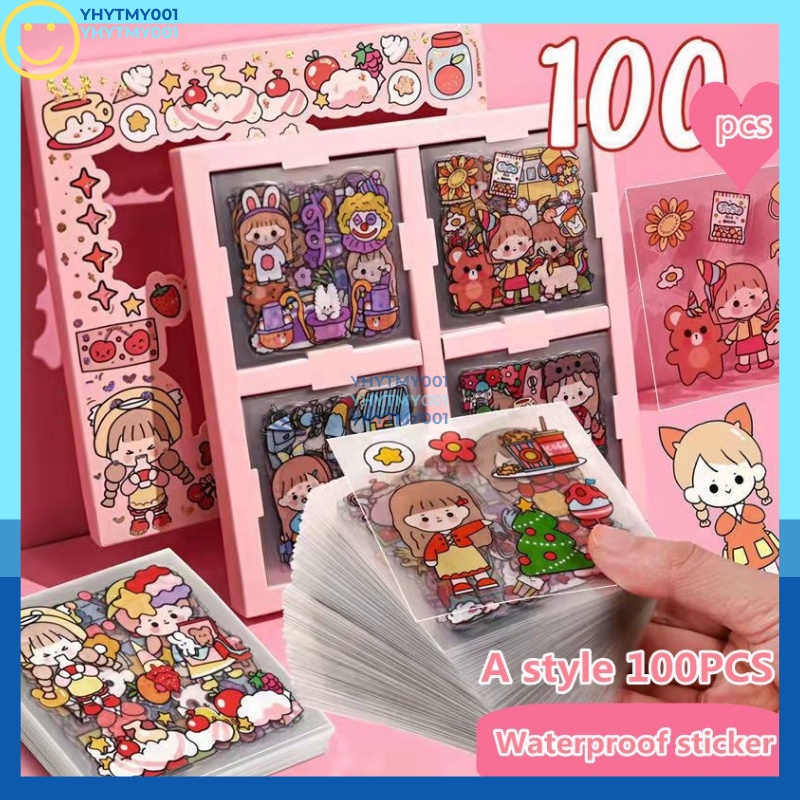NEW!! 100pcs/set Happy Day Cute Stickers Box PVC Waterproof Sticker ...