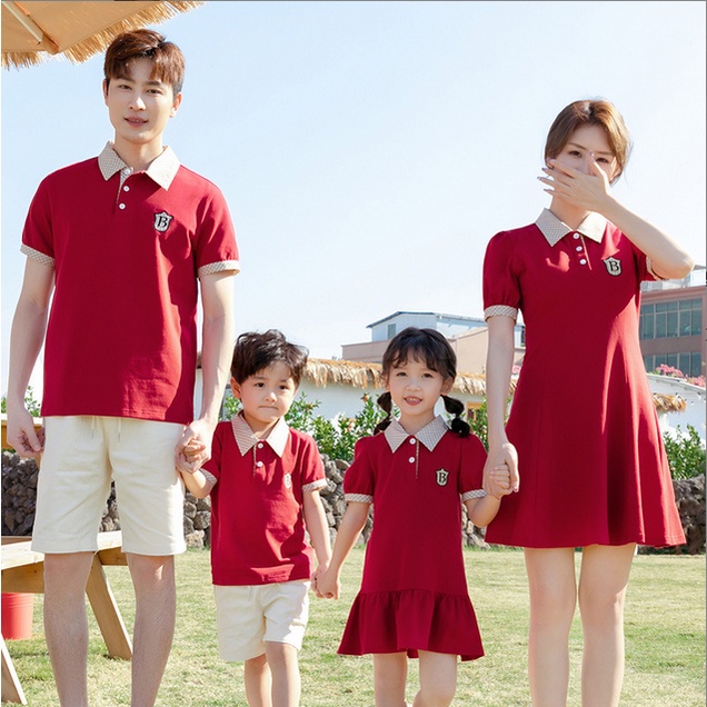 Fashion Red Polo Family Dress Men Shirt Boy tshirt Women Girl Dress ...