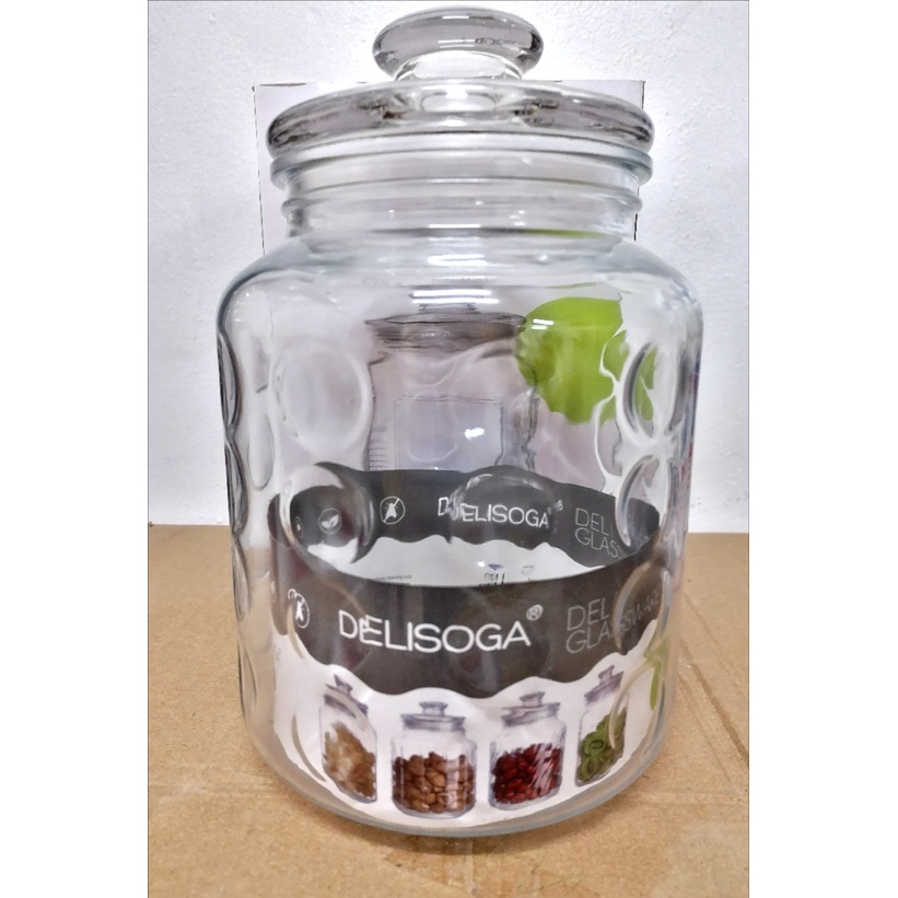 DELISOGA Deli Glassware Transparent Big Glass Jar Airtight 2.2L 1pc ...